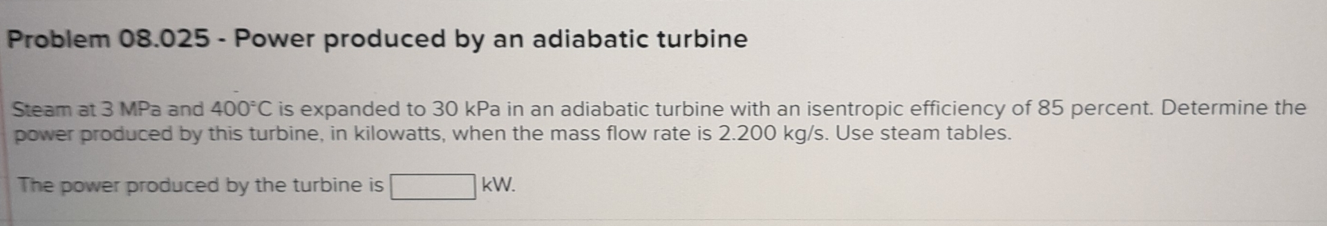 Solved Problem 08.025 - ﻿Power produced by an adiabatic | Chegg.com