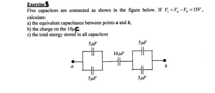 Solved Exercise Five capacitors are connected as shown in | Chegg.com