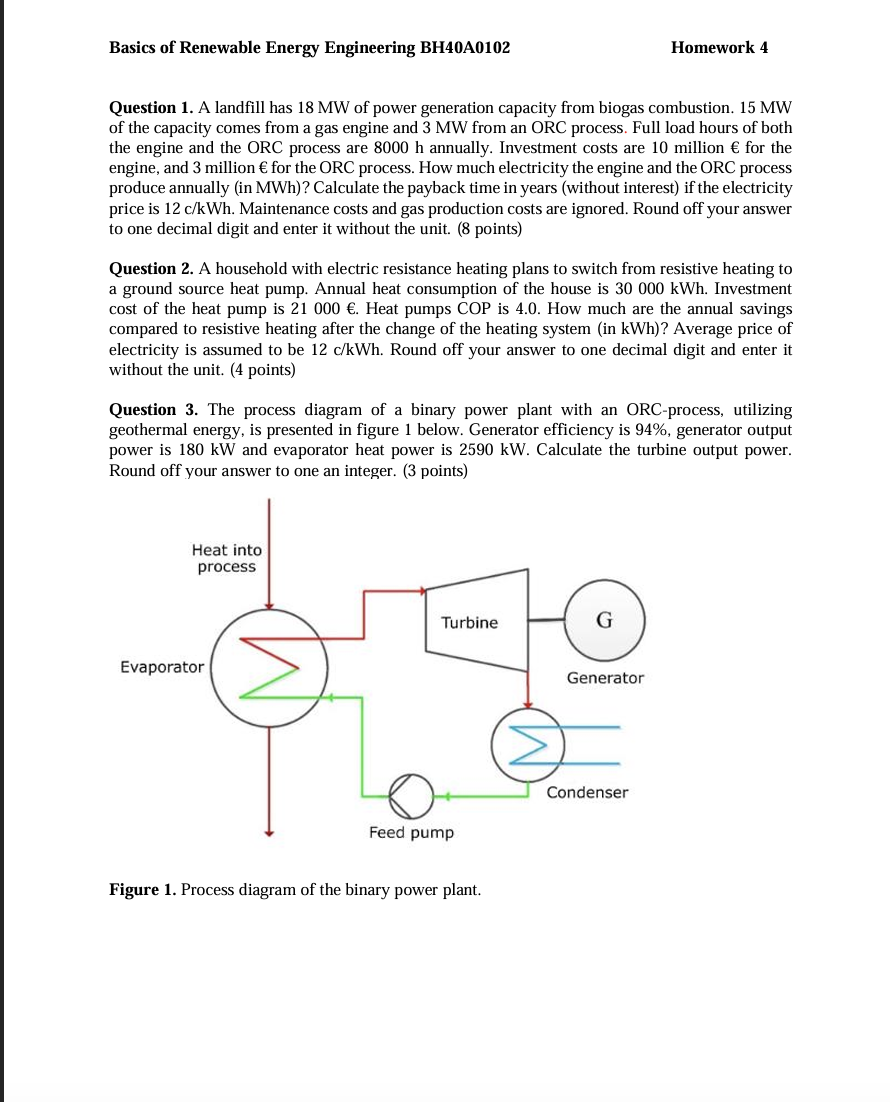 Solved Question 1. ﻿A landfill has 18 ﻿MW of power | Chegg.com