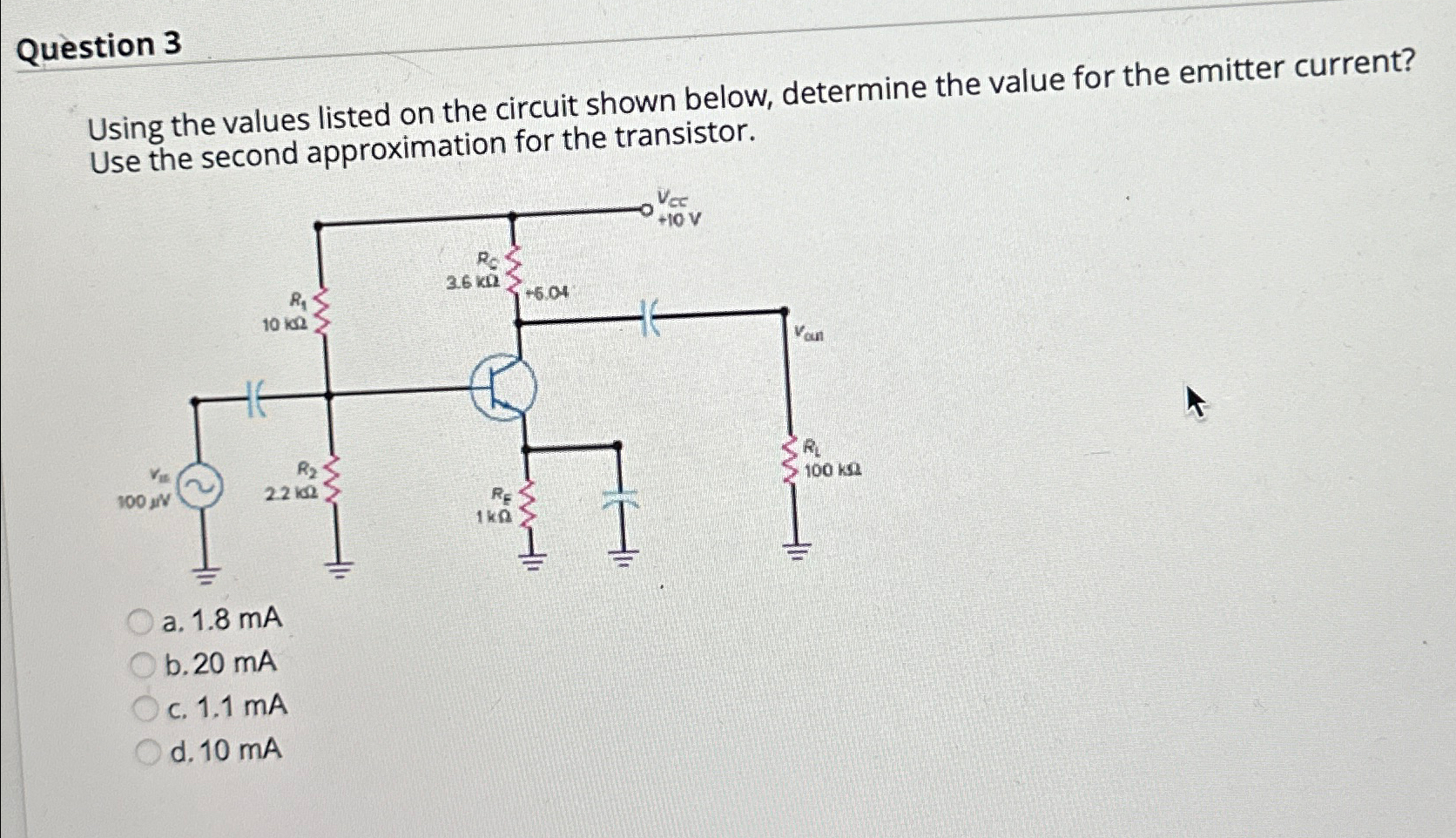 Solved Question 3Using the values listed on the circuit | Chegg.com
