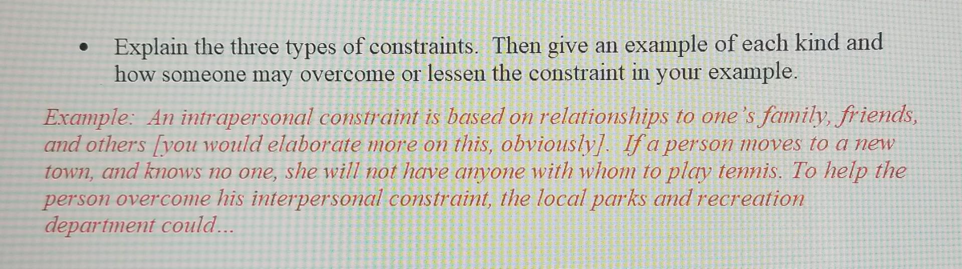 Solved Explain the three types of constraints. Then give an | Chegg.com