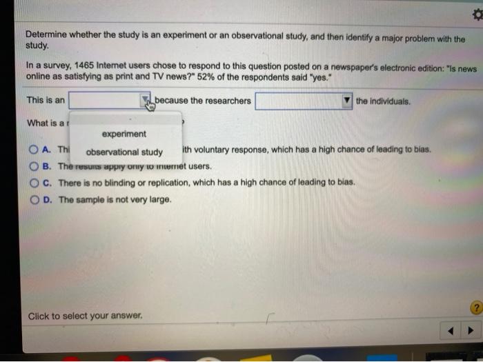 Solved Determine whether the study is an experiment or an | Chegg.com
