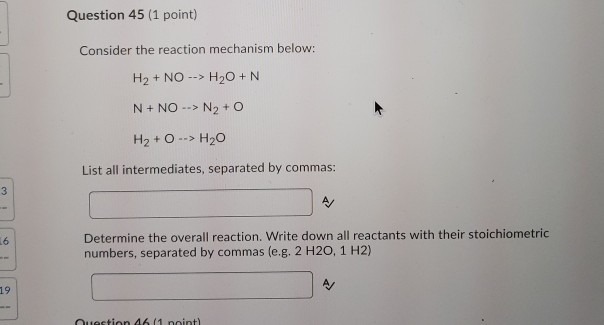 Solved Question 45 (1 point) Consider the reaction mechanism | Chegg.com