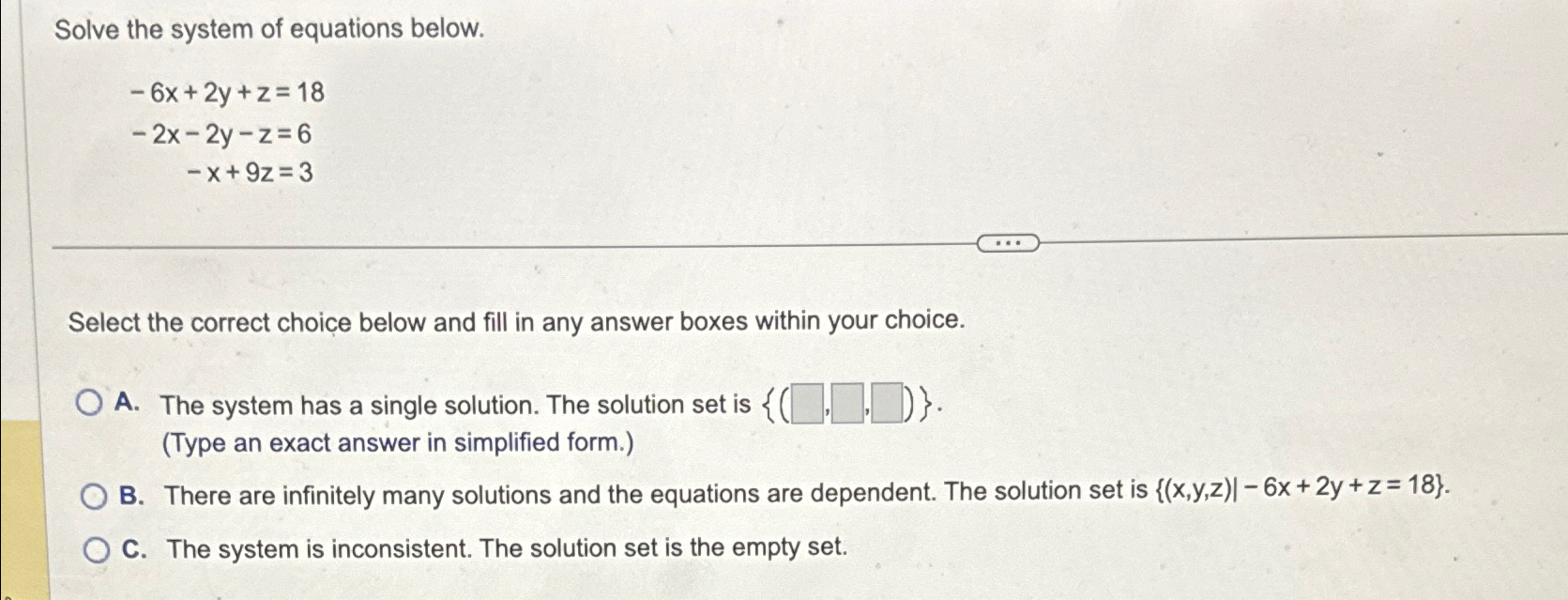 Solved Solve the system of equations | Chegg.com