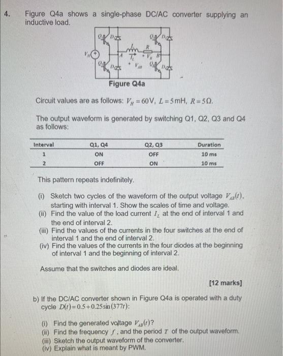 Solved Figure Q4a shows a single-phase DC/AC converter | Chegg.com