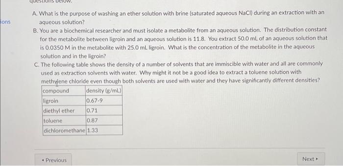 Solved ions questi A. What is the purpose of washing an | Chegg.com