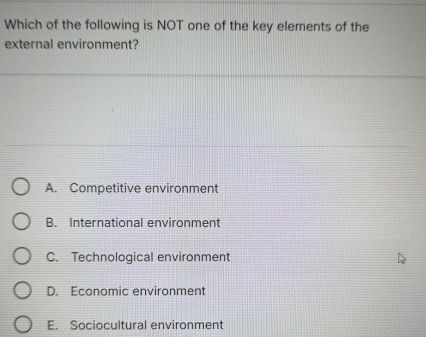 Solved Which of the following is NOT one of the key elements | Chegg.com
