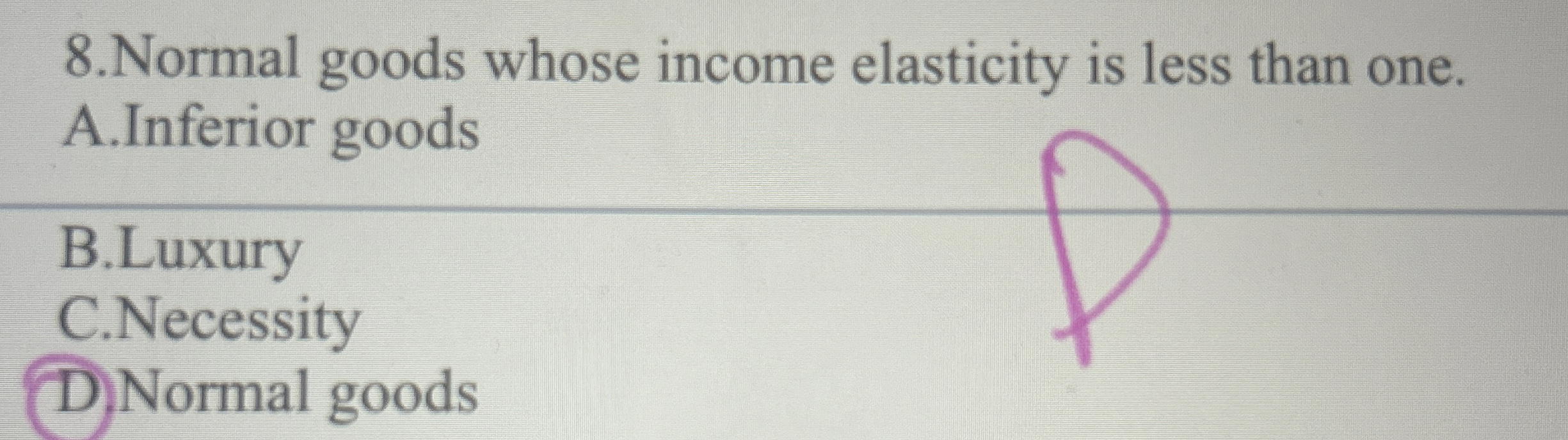 Solved Normal goods whose income elasticity is less than | Chegg.com