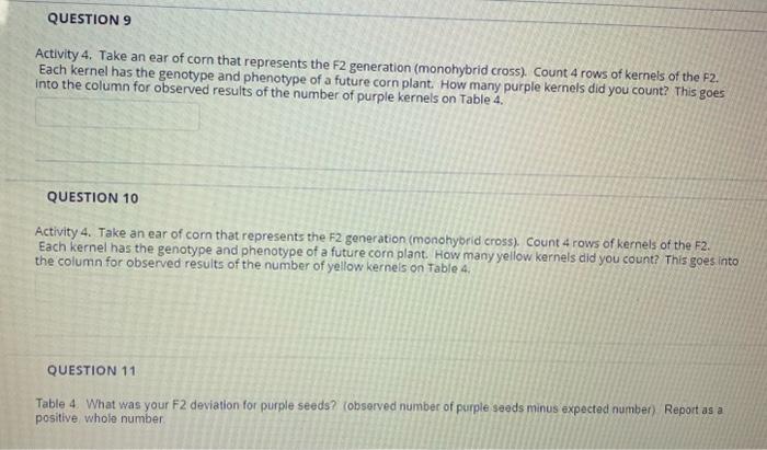 Activity 4. Take an ear of corn that represents the | Chegg.com