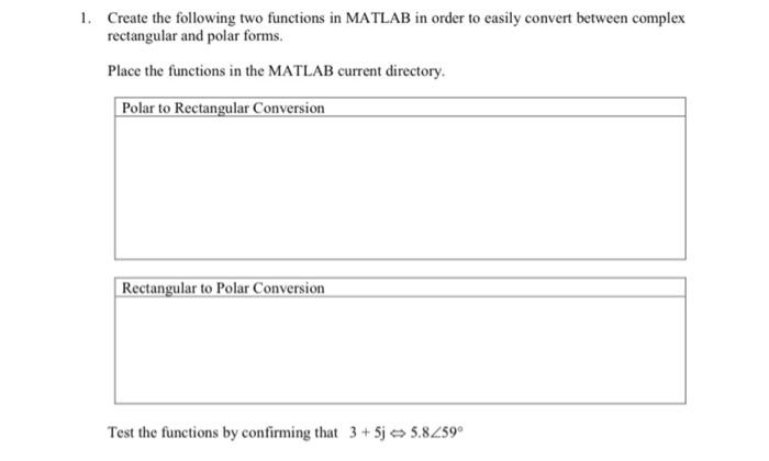 Solved Create The Following Two Functions In Matlab In Order 3397