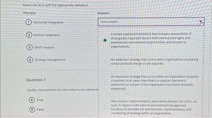 Solved Match the term with the appropriate definition | Chegg.com