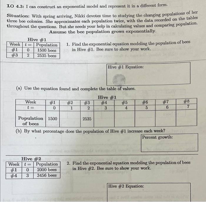 Solved LO 4.3: I can construct an exponential model and | Chegg.com