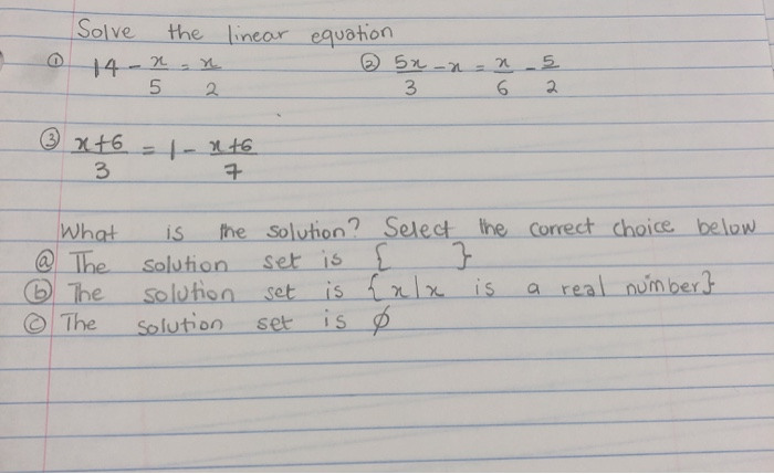 Solved 0 Solve 14 -n 5 the , n 2 linear a equation @ 5n- nns | Chegg.com