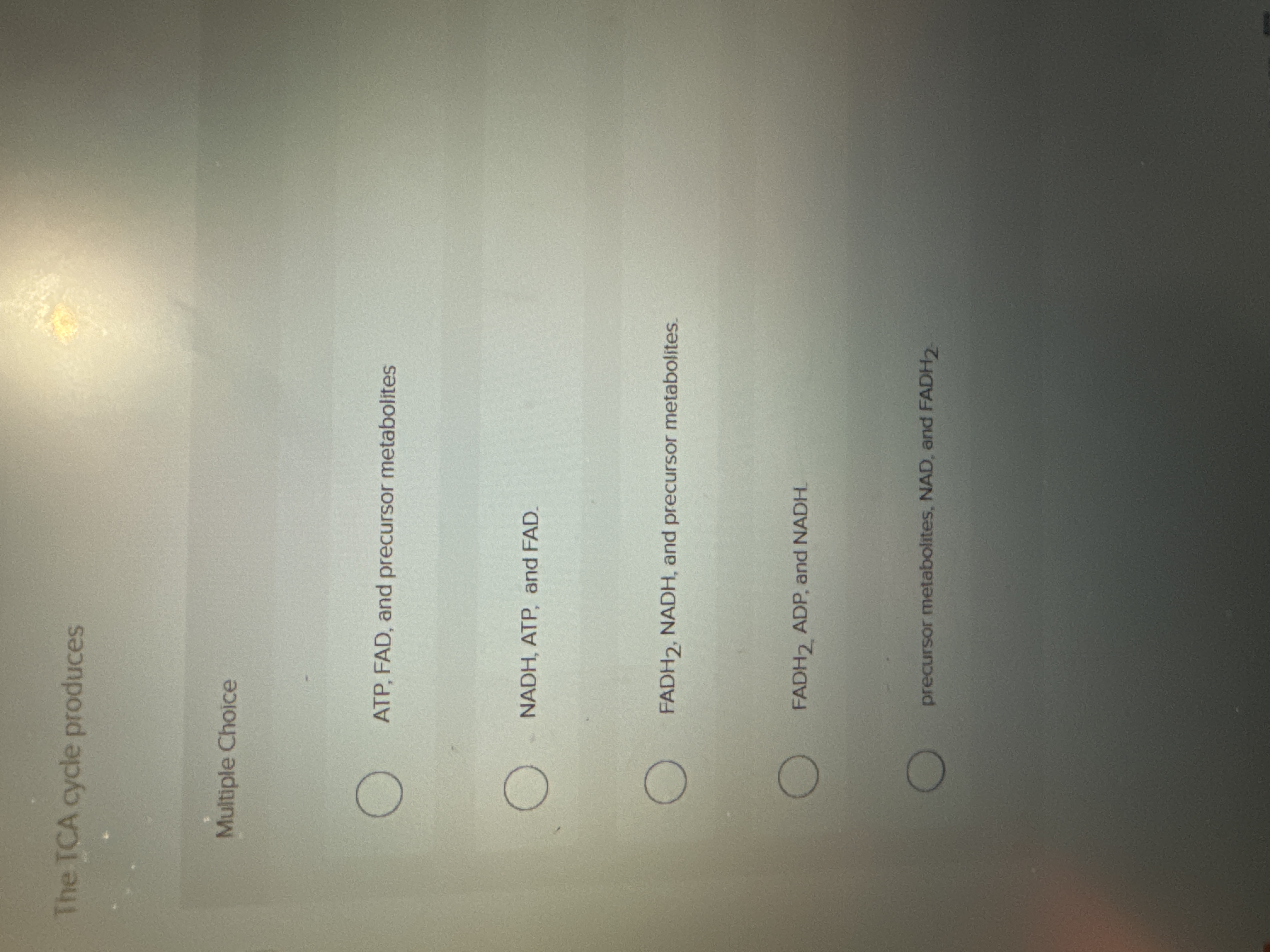 Solved The ICA cycle producesMultiple ChoiceATP, FAD, and | Chegg.com