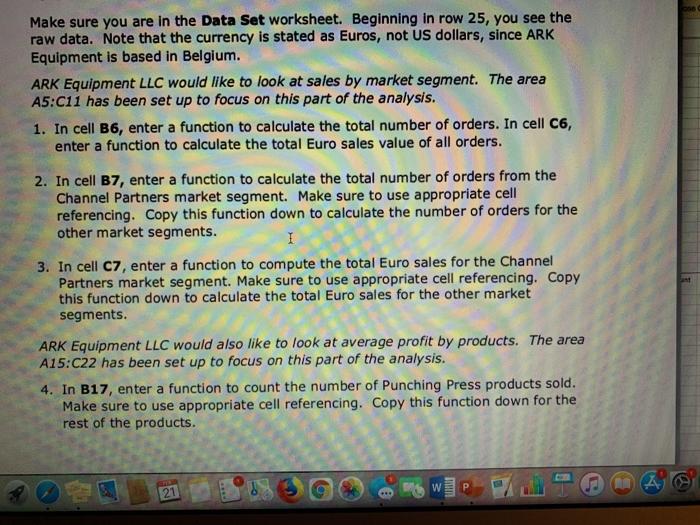 Make sure you are in the Data Set worksheet. | Chegg.com