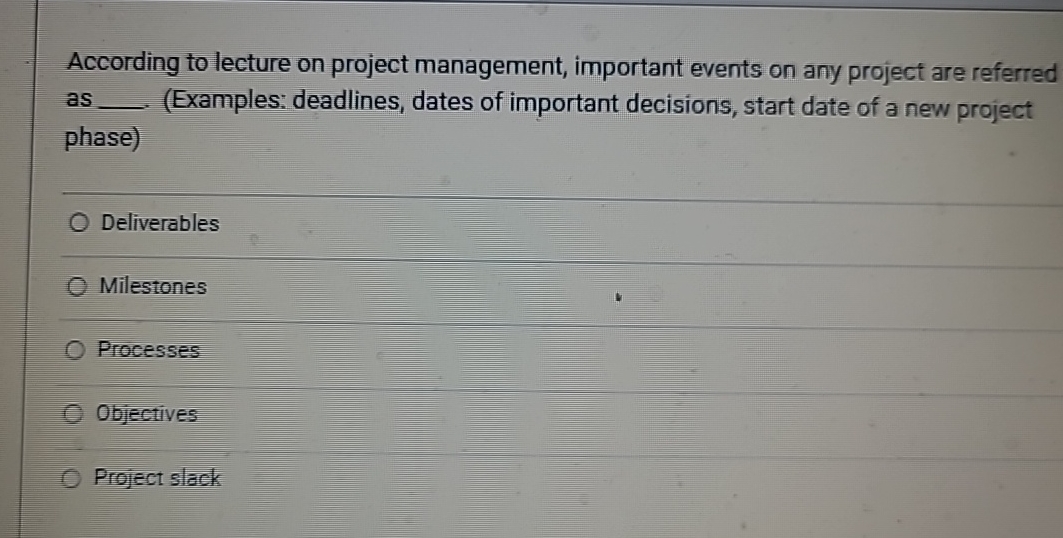 Solved According to lecture on project management, important | Chegg.com