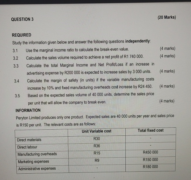 Solved QUESTION 3(20 ﻿Marks)REQUIREDStudy the information | Chegg.com