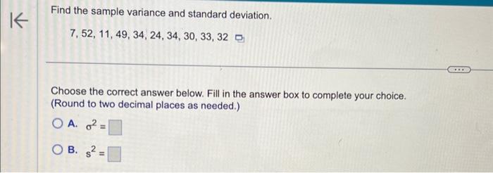 Solved Find the sample variance and standard deviation. | Chegg.com