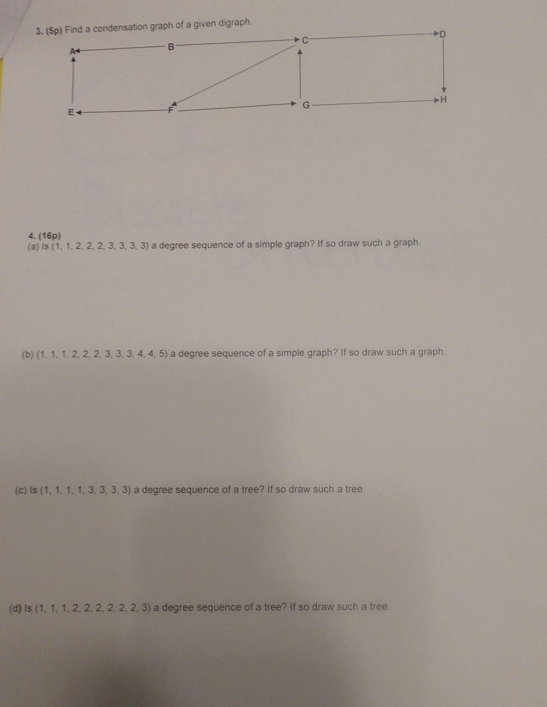 Solved 3. (5p) Find a condensation graph of a given digraph. | Chegg.com