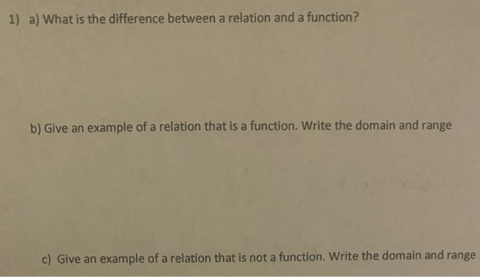 Solved 1) a) What is the difference between a relation and a | Chegg.com