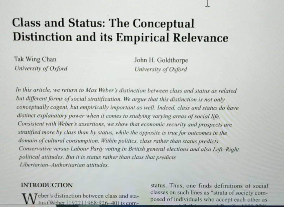 Based on 'chan and goldthorpe's article on class and | Chegg.com