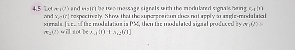 4.5 ﻿Let m1(t) ﻿and m2(t) ﻿be two message signals | Chegg.com
