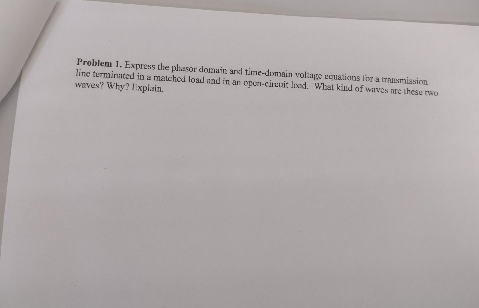Solved Problem 1. Express the phasor domain and time-domain | Chegg.com