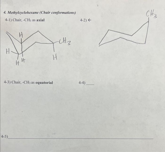 Solved 4. Methylcyclohexane (Chair conformations) 4-1) | Chegg.com