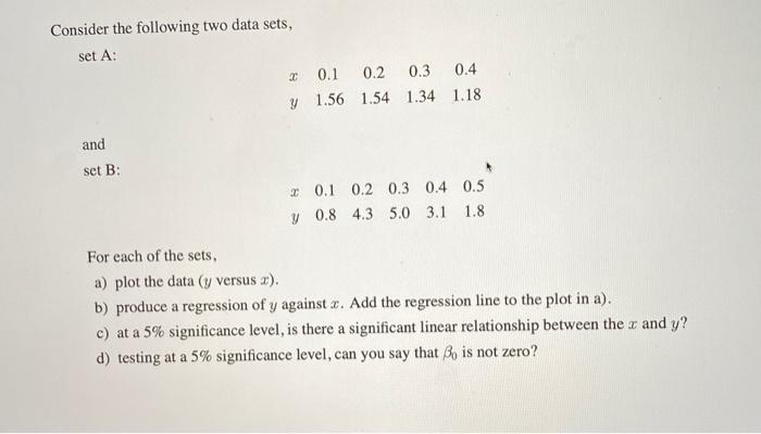 Solved Consider the following two data sets, set A: 0.1 0.2 | Chegg.com