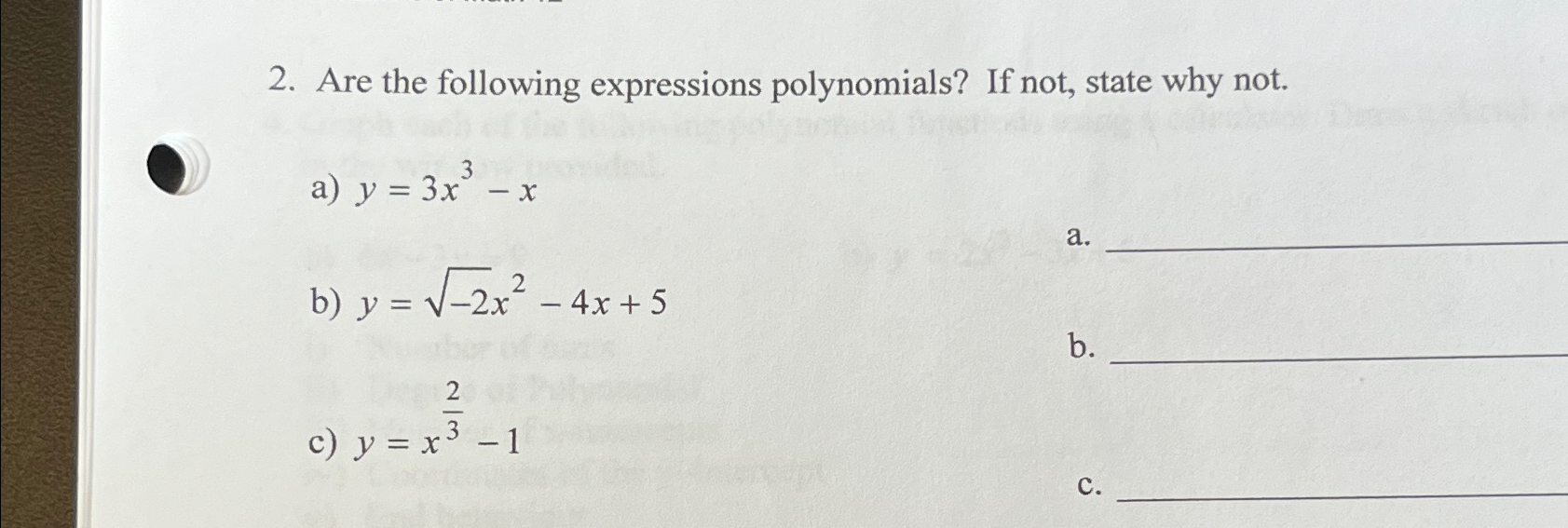 Solved Are the following expressions polynomials? If not, | Chegg.com
