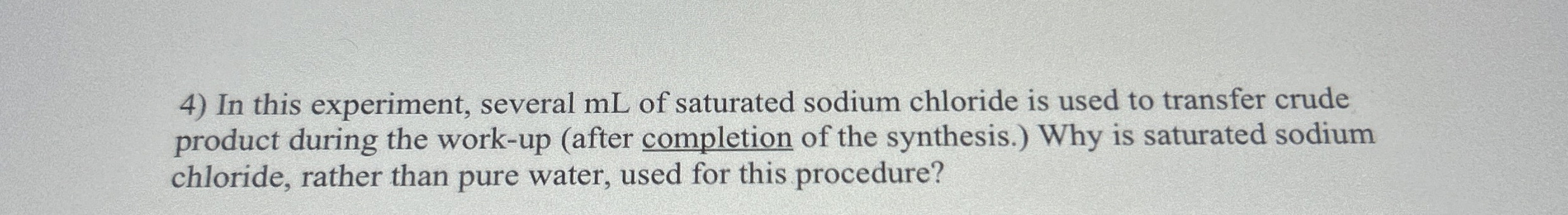 Solved In this experiment, several mL of saturated sodium | Chegg.com