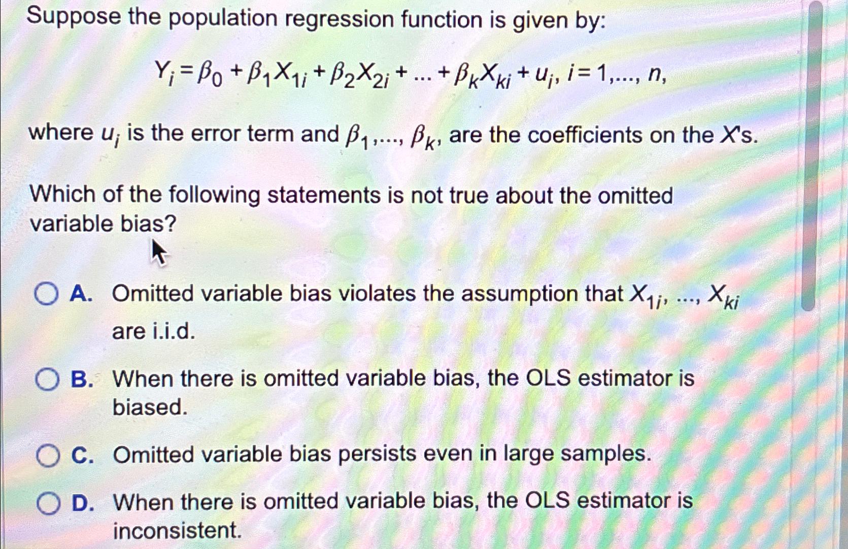 Solved Suppose The Population Regression Function Is Given