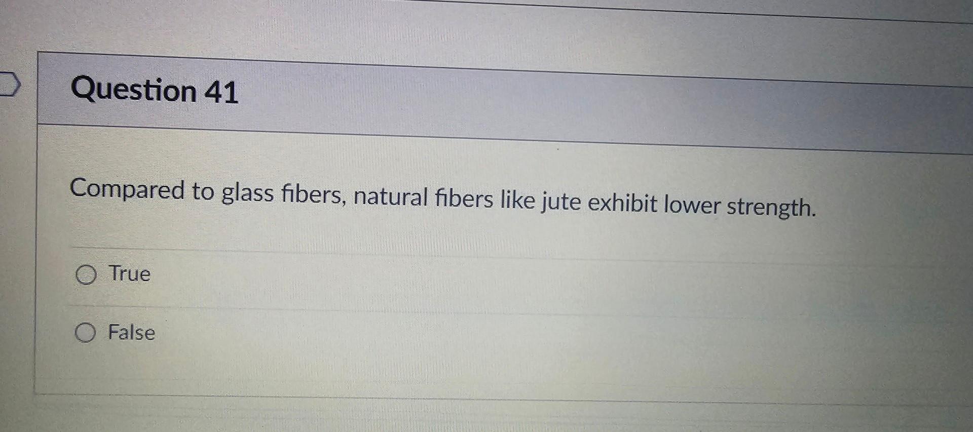 Solved Compared to glass fibers, natural fibers like jute | Chegg.com