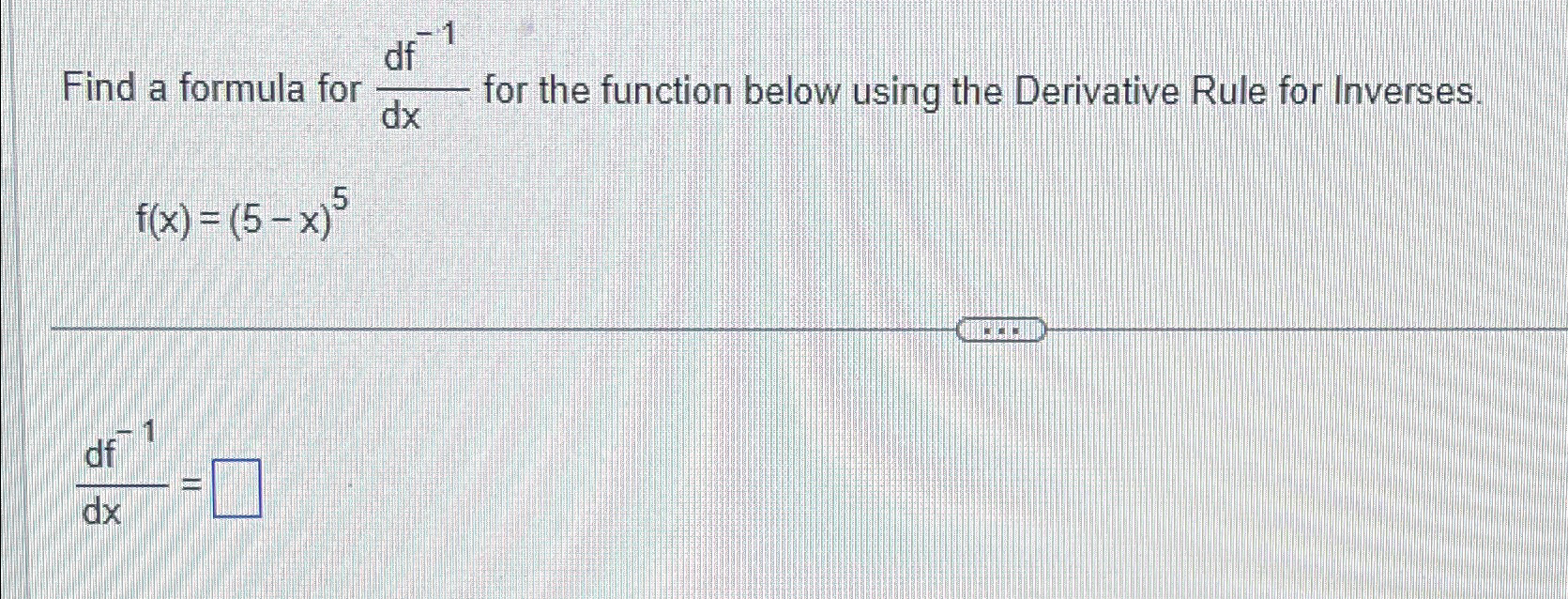 Solved Find a formula for df-1dx ﻿for the function below | Chegg.com