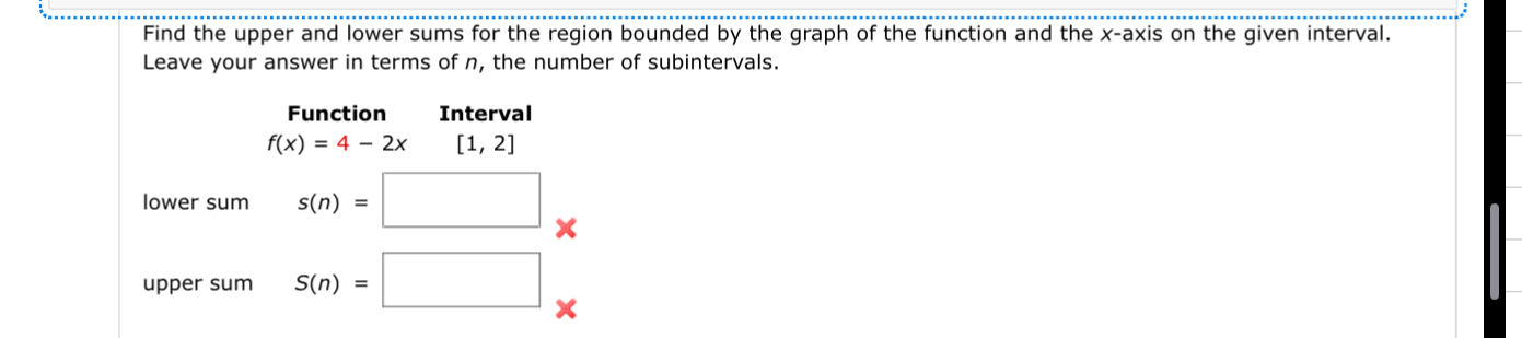 Solved Find the upper and lower sums for the region bounded | Chegg.com