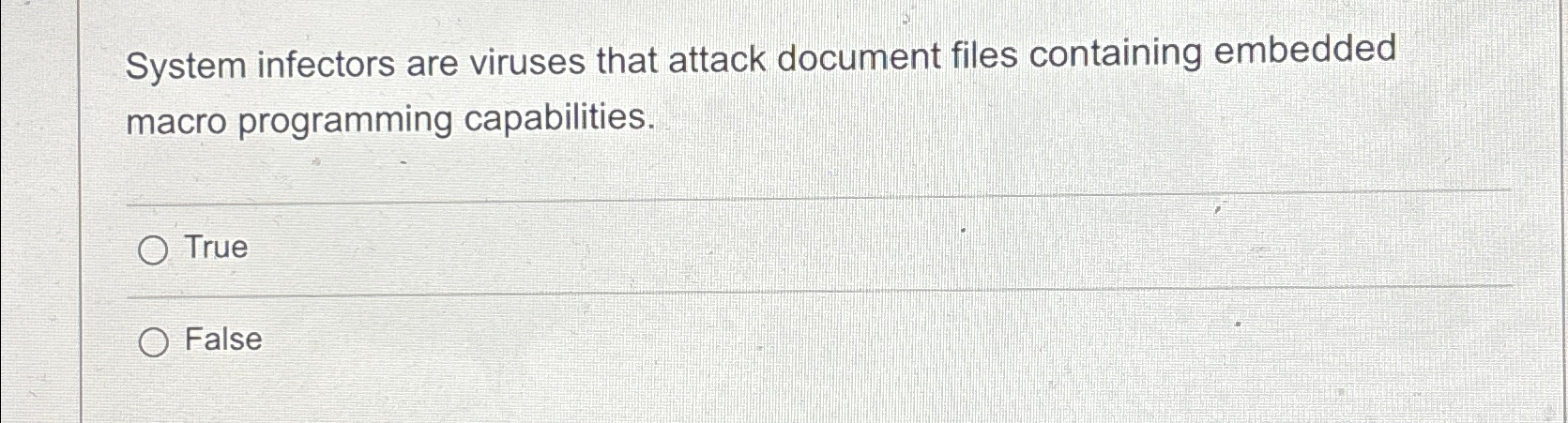 Solved System infectors are viruses that attack document | Chegg.com