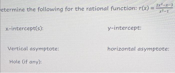 Solved etermine the following for the rational function: | Chegg.com