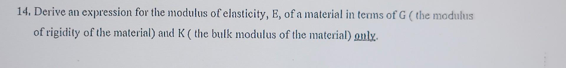 Solved 14. Derive an expression for the modulus of | Chegg.com