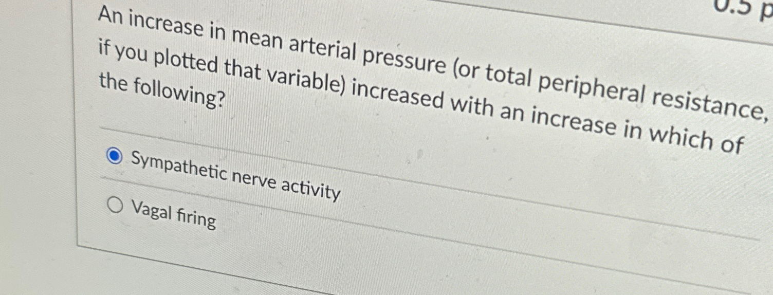 Solved An increase in mean arterial pressure (or total | Chegg.com