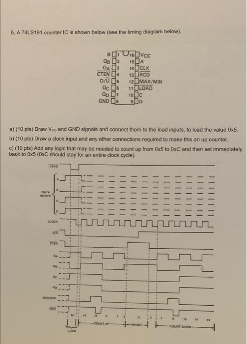 Solved 5. A 74LS191 counter IC is shown below (see the | Chegg.com