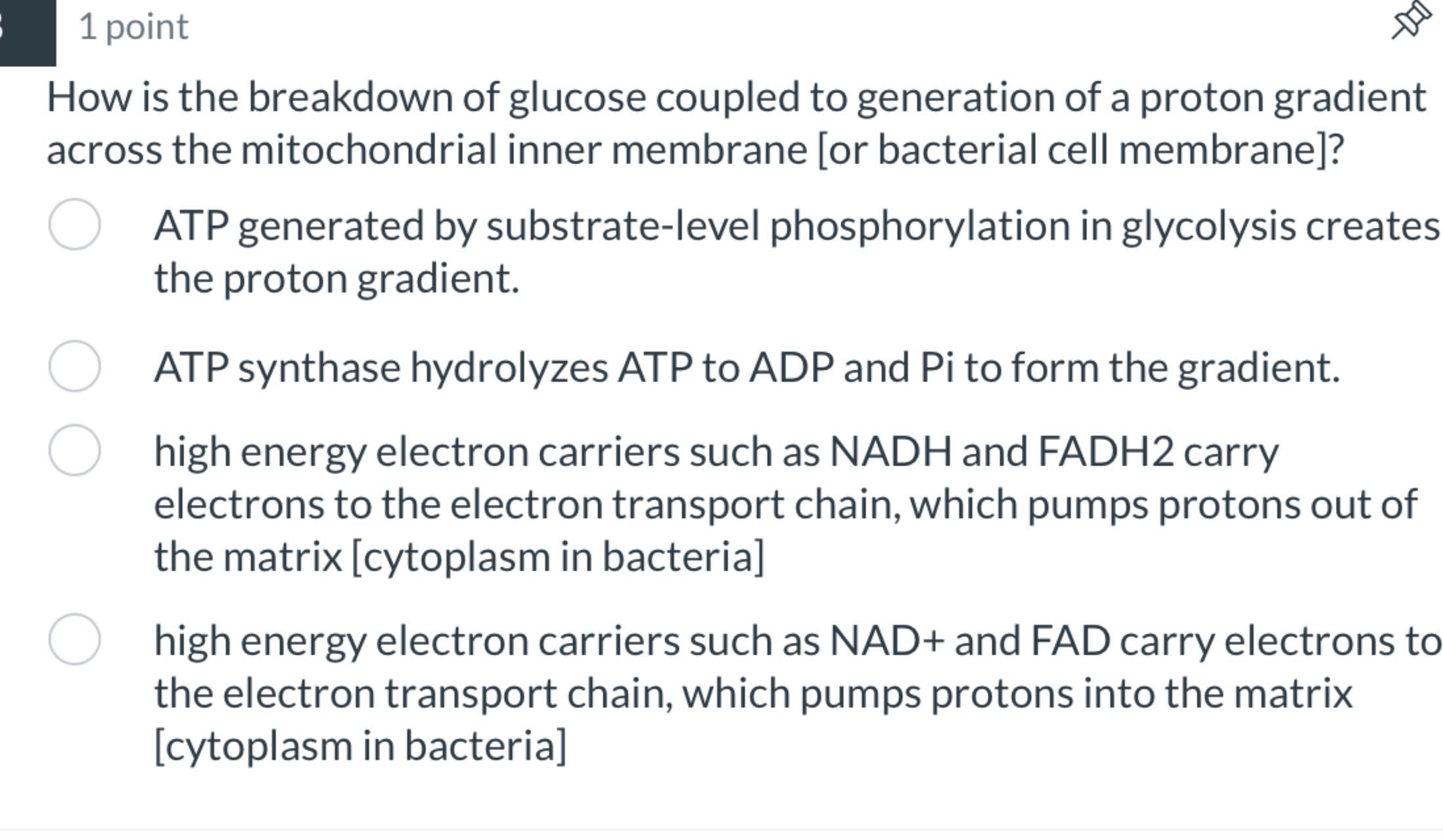 Solved 1 ﻿pointHow is the breakdown of glucose coupled to | Chegg.com