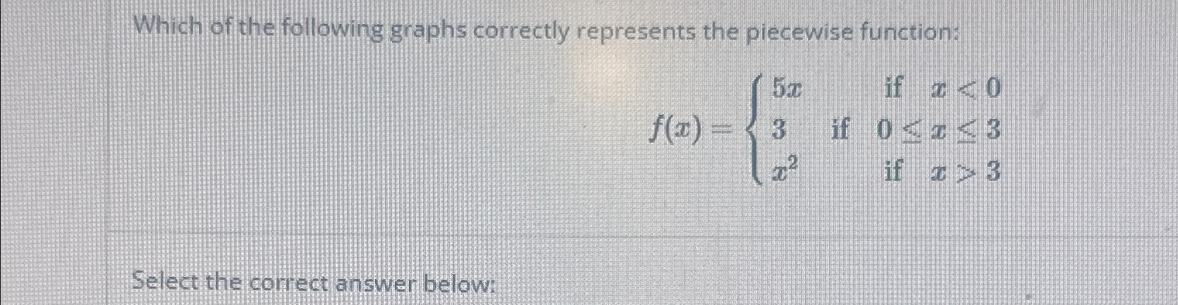 Solved Which of the following graphs correctly represents | Chegg.com