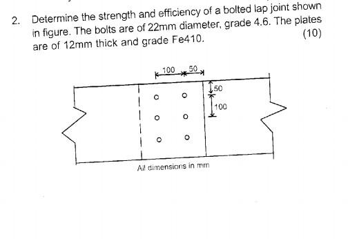 Solved Determine the strength and efficiency of a bolted lap | Chegg.com
