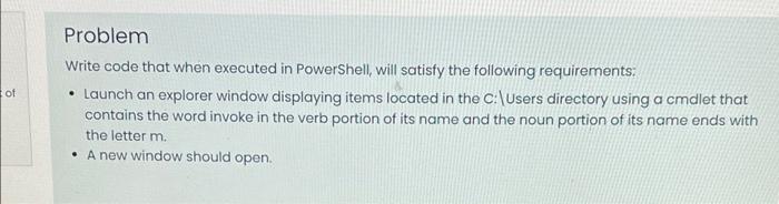 Solved Problem Write Code That When Executed In Powershell