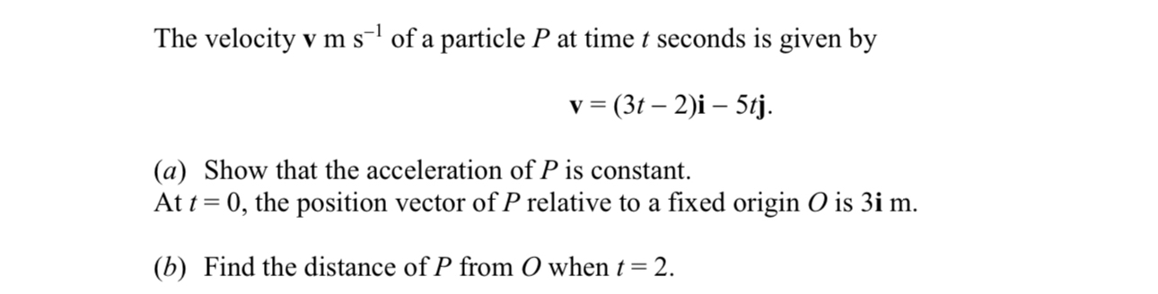 Solved The velocity vms-1 ﻿of a particle P ﻿at time t | Chegg.com