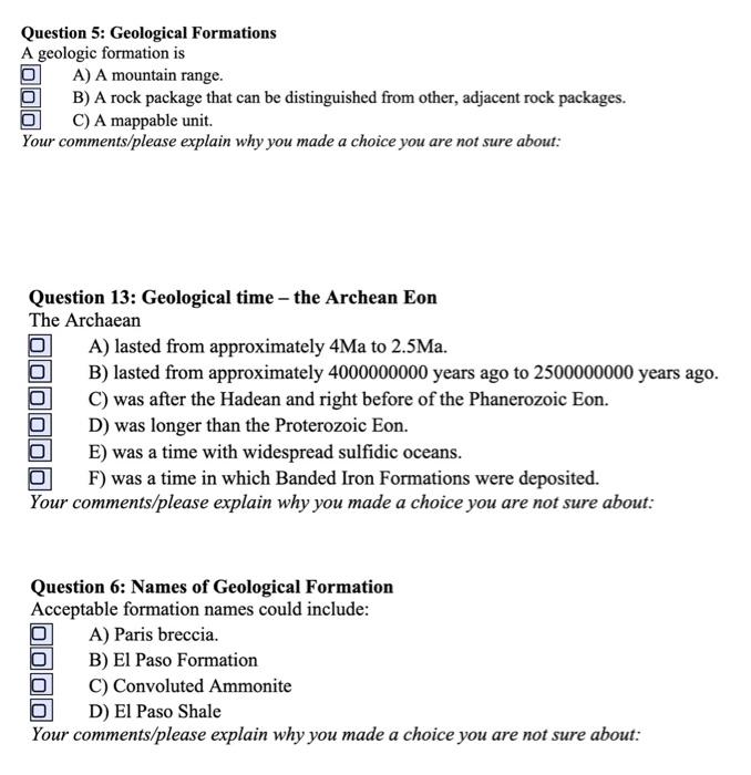 Solved these are multiple choice questions about geology | Chegg.com