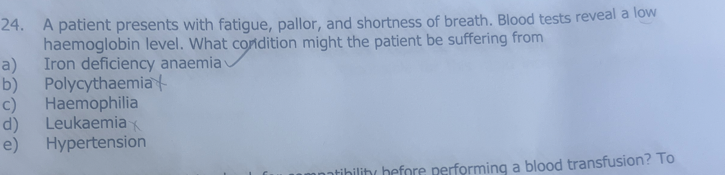 Solved A patient presents with fatigue, pallor, and | Chegg.com