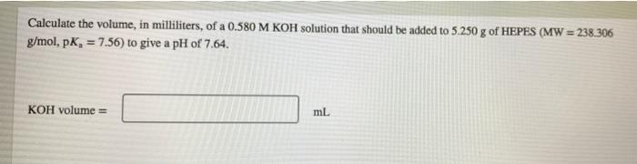 Solved Calculate the volume, in milliliters, of a 0.580 M | Chegg.com