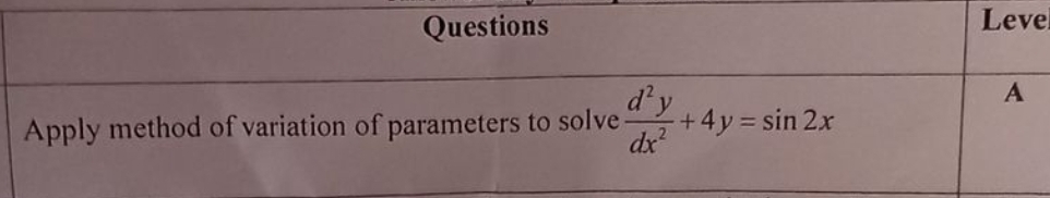 Solved QuestionsApply method of variation of parameters to | Chegg.com