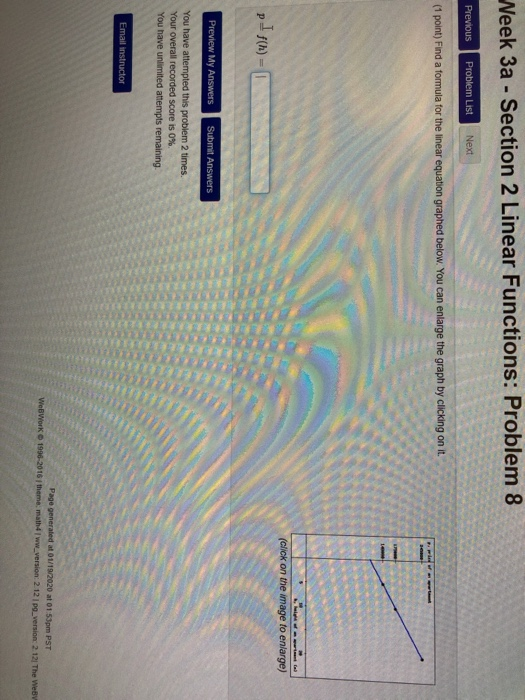 Solved Neek 3a - Section 2 Linear Functions: Problem 8 | Chegg.com